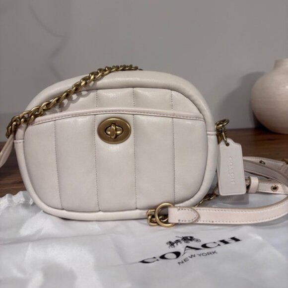 Coach | Bags | Coach Leather Camera Bag With Quilting New 375 Cream ...